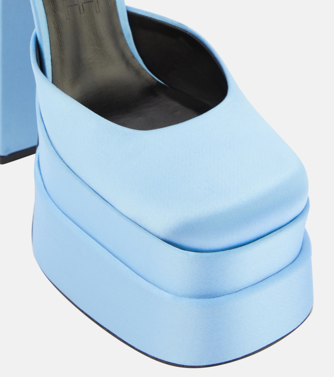 Medusa Aevitas Satin Platform Pumps in Blue - Versace | Mytheresa