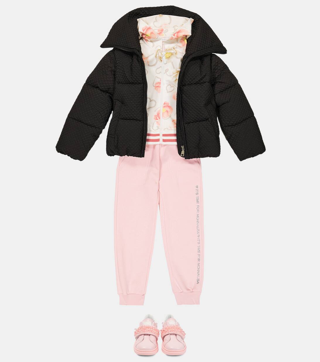 블랙 퀼팅 패딩 재킷 - Monnalisa | Mytheresa