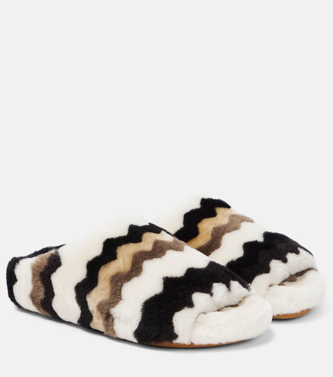 Saam Chevron Shearling Slides in Multicoloured - Chloe | Mytheresa