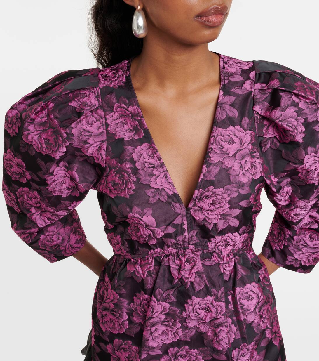 Floral Jacquard Midi Dress In Multicoloured Ganni Mytheresa