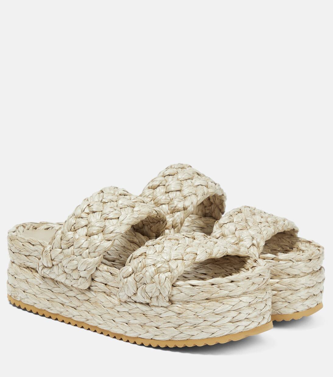 Platform Raffia Sandals in Beige - Dodo Bar Or | Mytheresa