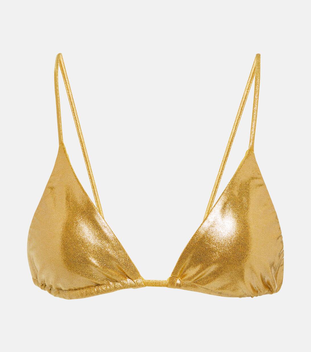 Via Triangle Bikini Top in Gold - Jade Swim | Mytheresa