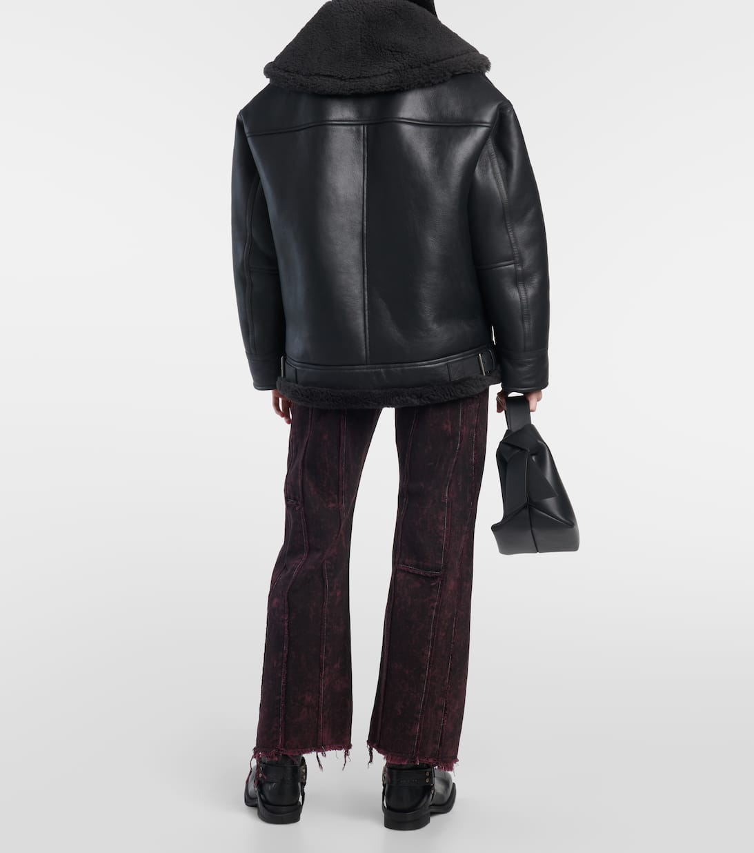 Shearling Lined Leather Jacket in Black - Acne Studios | Mytheresa