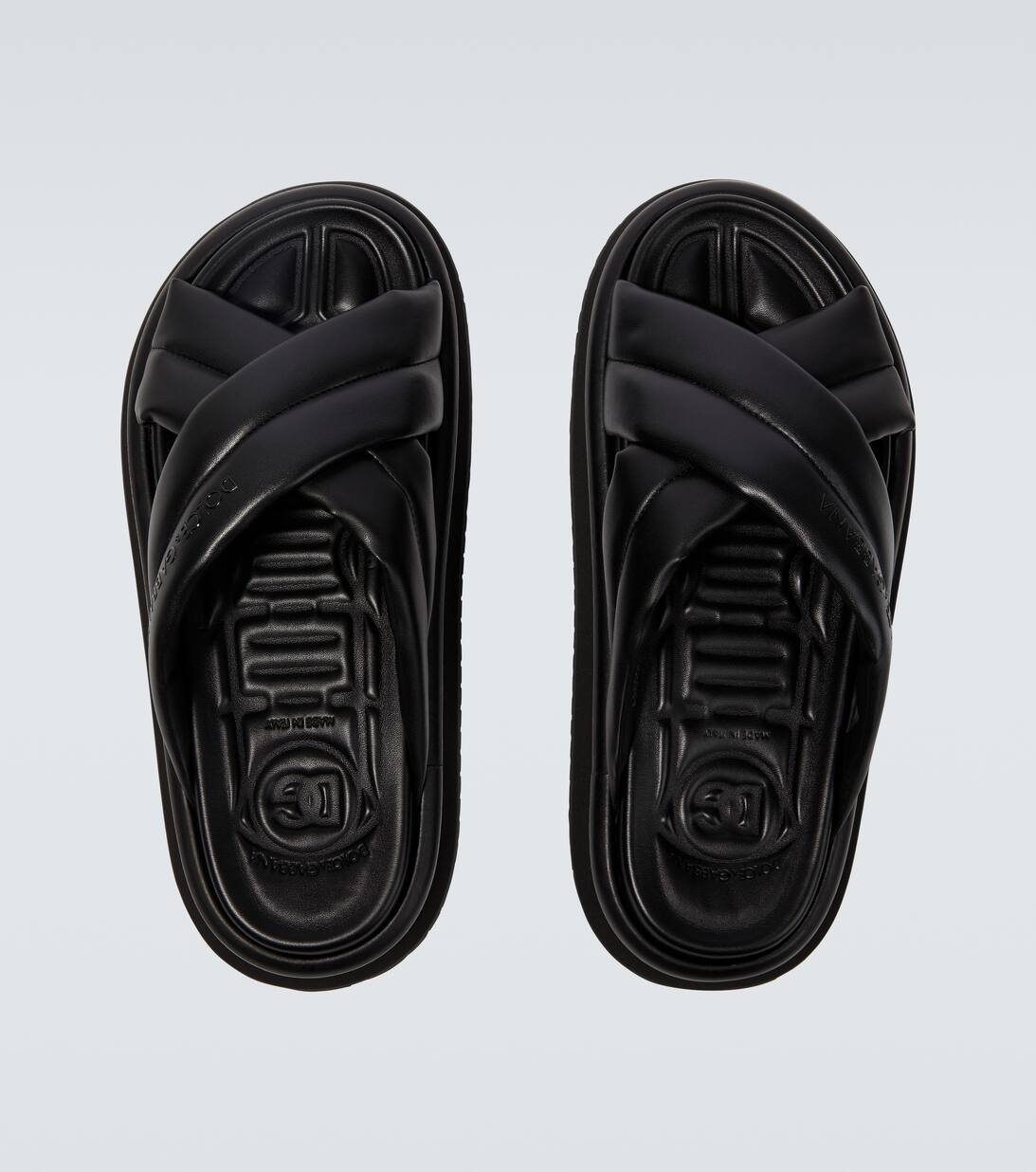 Padded Crossover Slides in Black - Dolce Gabbana | Mytheresa