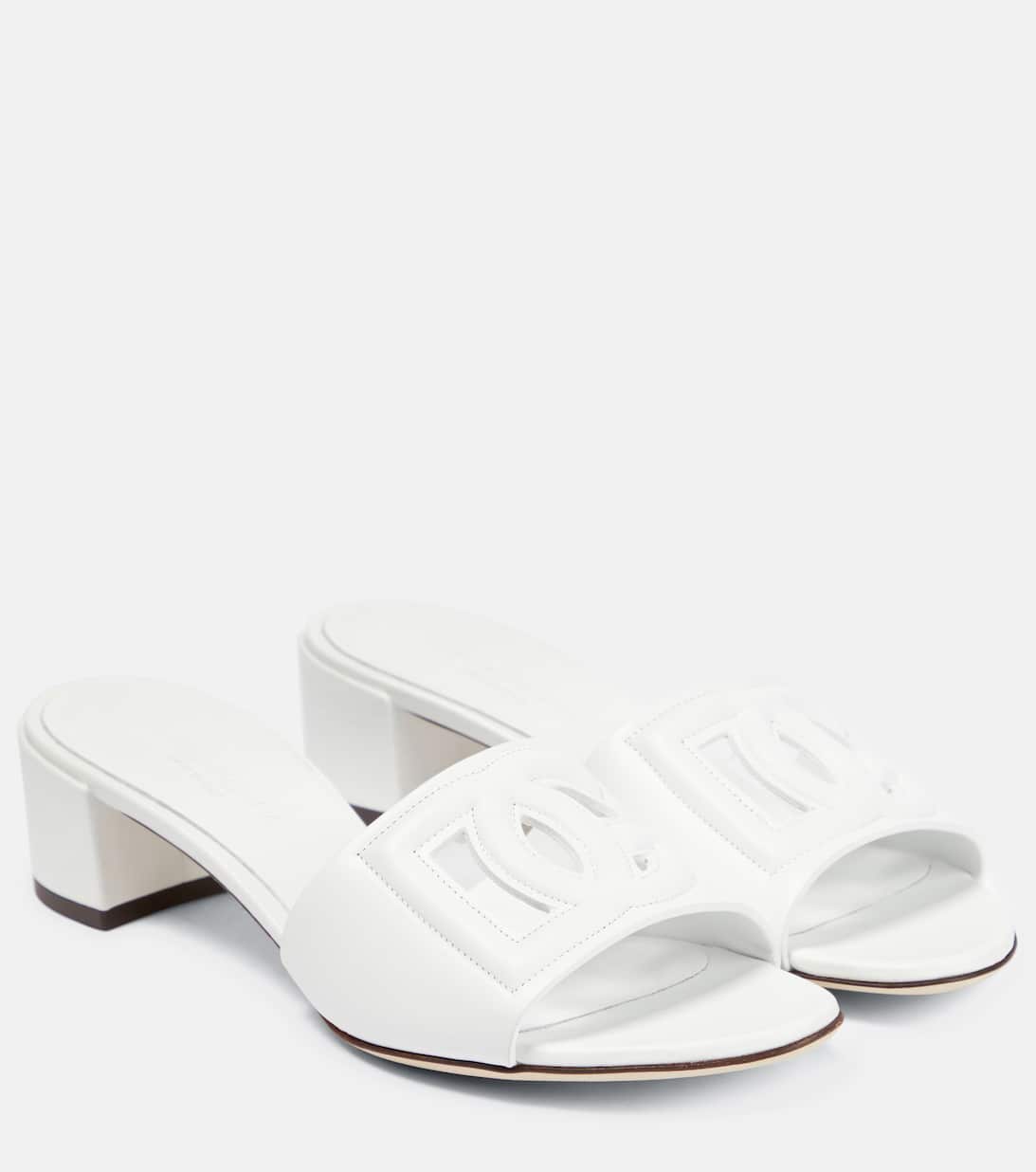 DG Leather Mules in White - Dolce Gabbana | Mytheresa