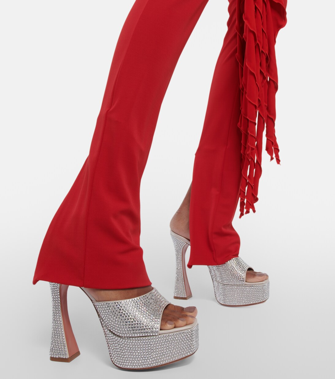Dalida Embellished Platform Mules in Silver - Amina Muaddi | Mytheresa