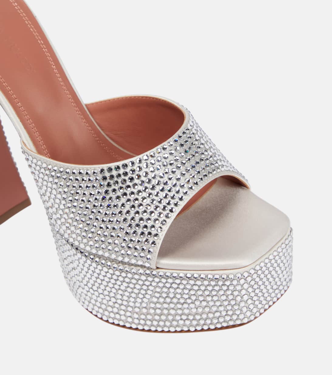 Dalida Embellished Platform Mules in Silver - Amina Muaddi | Mytheresa
