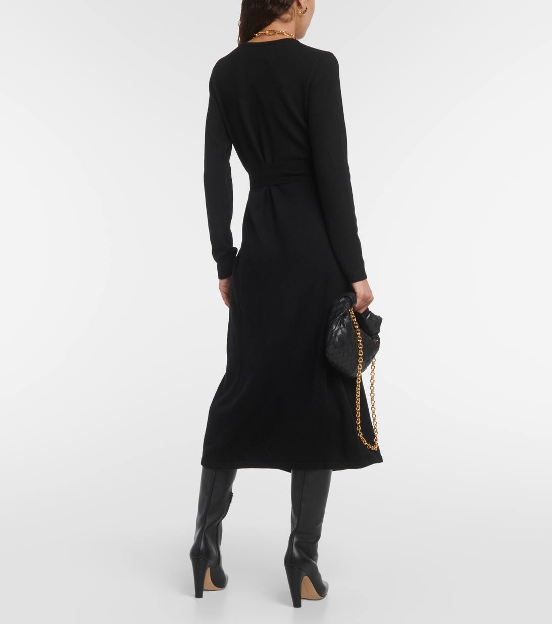 Astrid Wool And Cashmere Wrap Midi Dress in Black - Diane Von ...