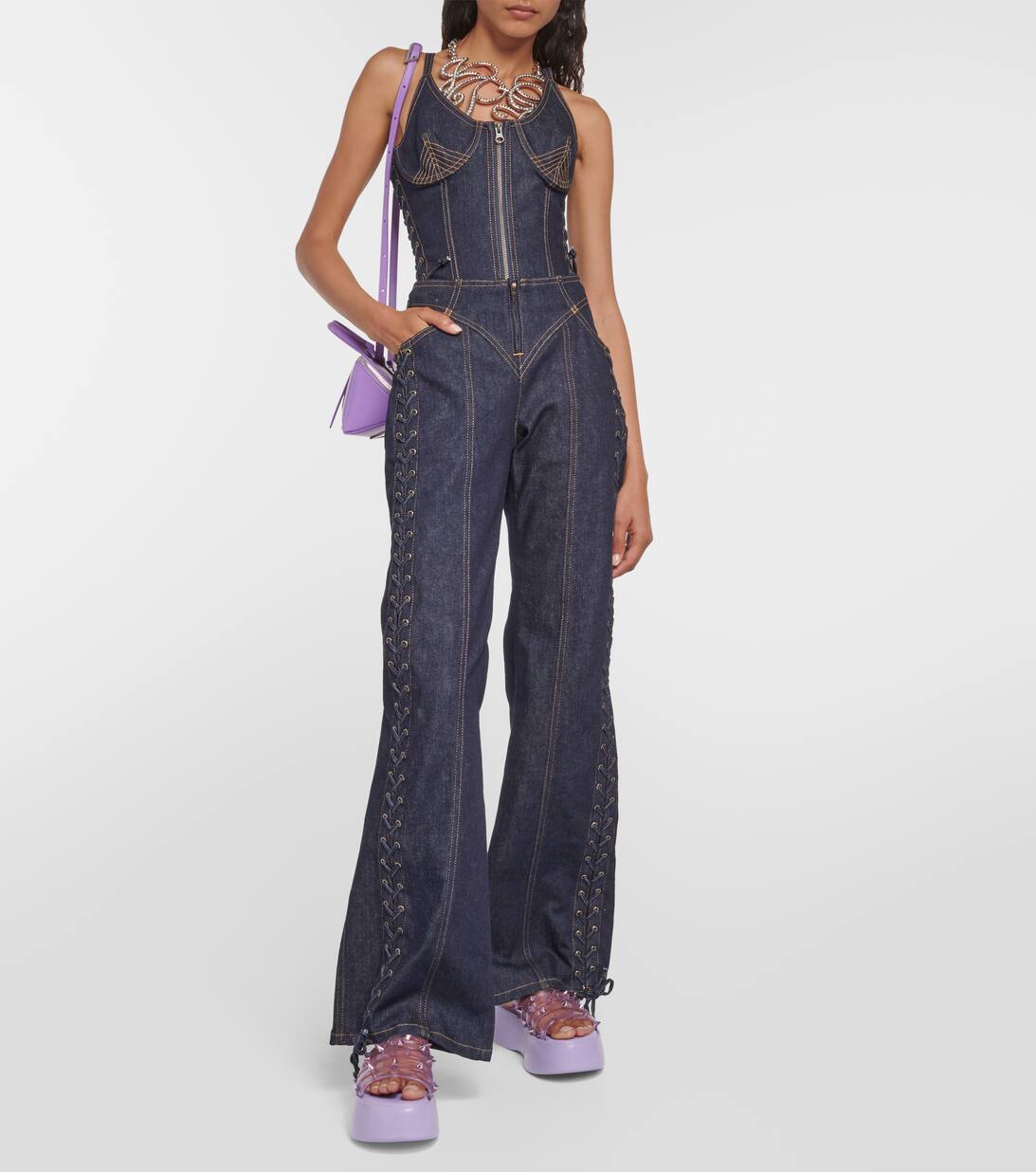 X Melissa Becky Punk Platform Slides in Purple - Jean Paul Gaultier ...