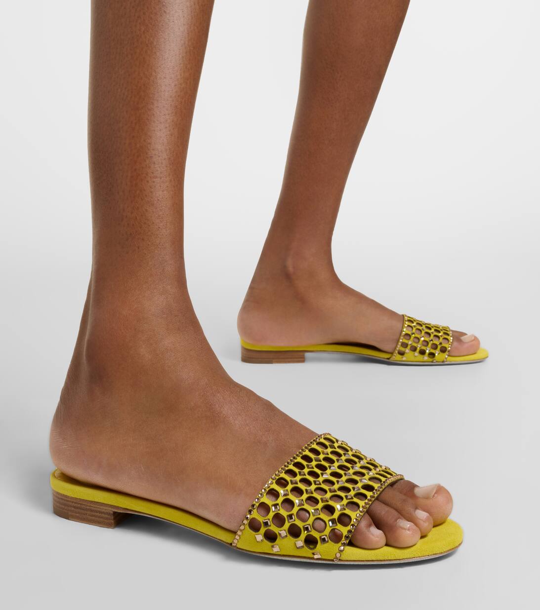 Embellished Suede Slides in Green - Rene Caovilla | Mytheresa