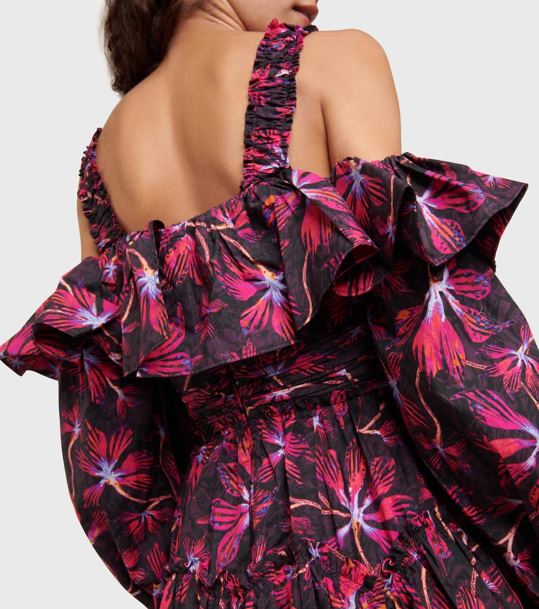 Caprice Floral Cotton Poplin Midi Dress in Purple - Ulla Johnson ...