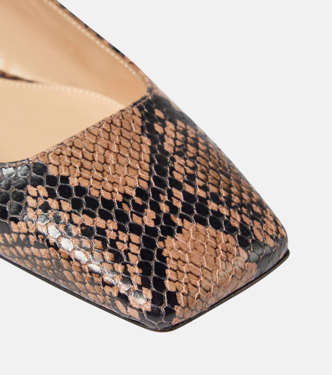 Borneo Snake Print Leather Slingback Flats in Beige - Gianvito Rossi ...