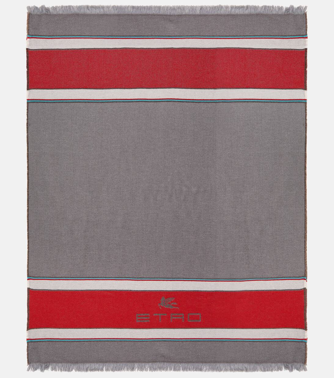 Embroidered Wool And Cashmere Throw in Grey - Etro | Mytheresa