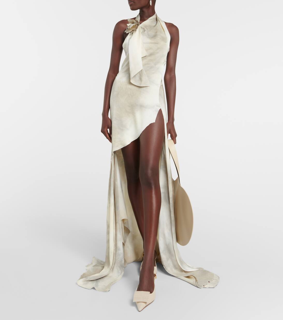 Floral Applique Asymmetric Gown in Grey - Coperni | Mytheresa