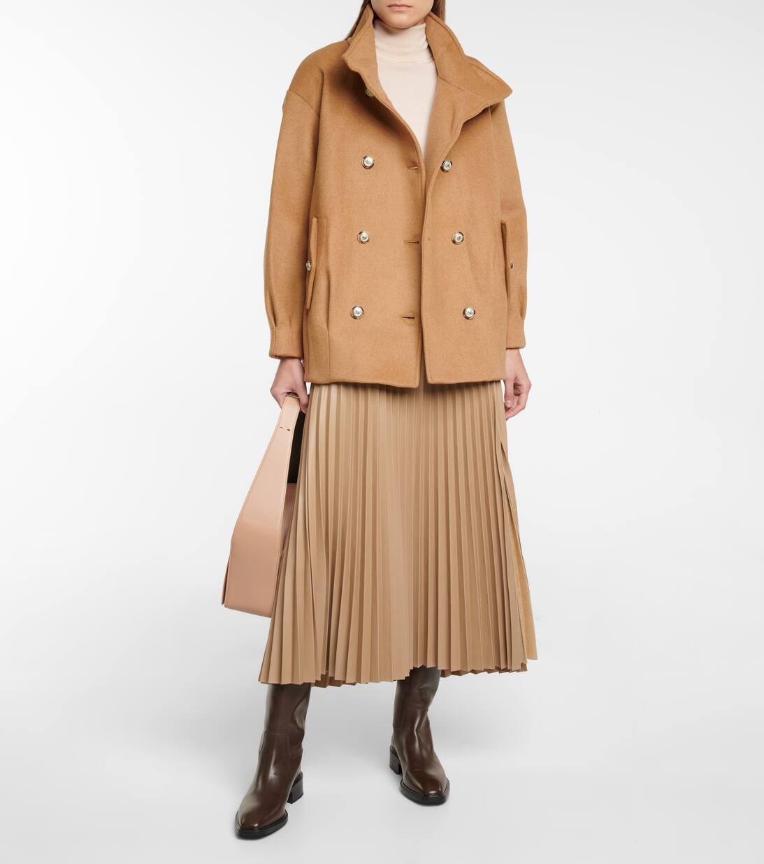 Cassie Pleated Wool Blend Jacket in Brown - Veronica Beard | Mytheresa