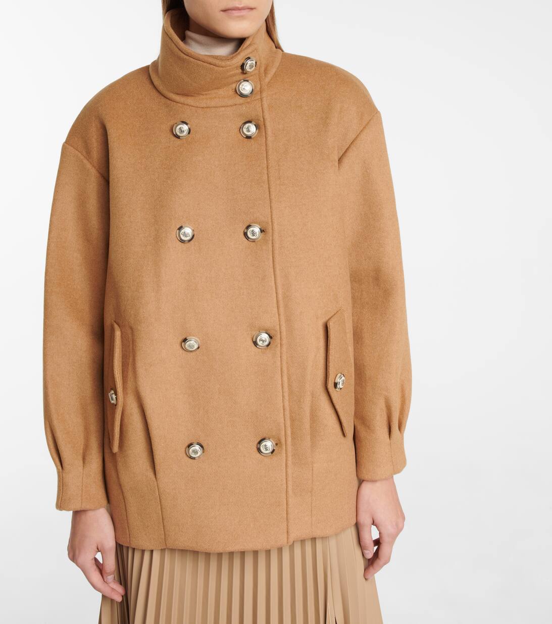 Cassie Pleated Wool Blend Jacket in Brown - Veronica Beard | Mytheresa