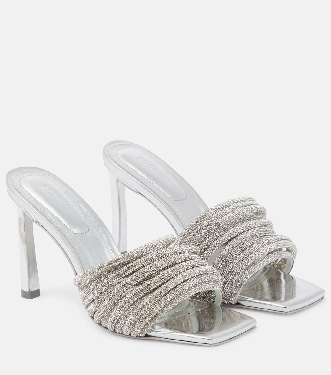 Lena Crystal Embellished Mules in Silver - Simkhai | Mytheresa