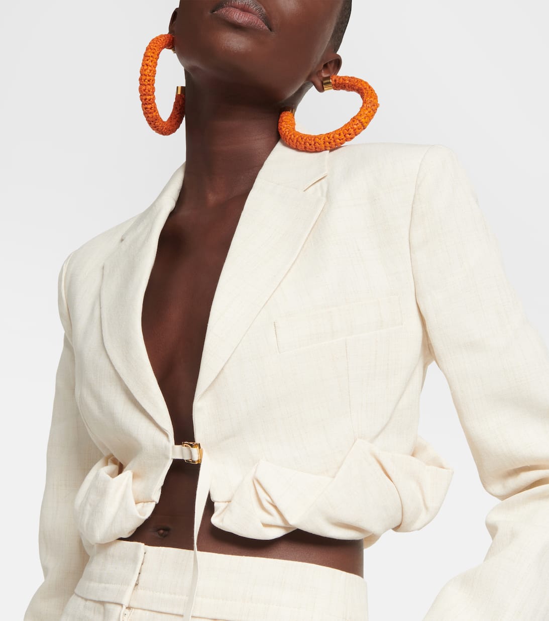 La Croissant Linen Blend Jacket in Black - Jacquemus | Mytheresa