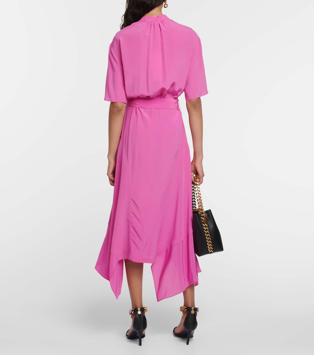 Asymmetrical Silk Midi Dress in Pink - Stella Mc Cartney | Mytheresa