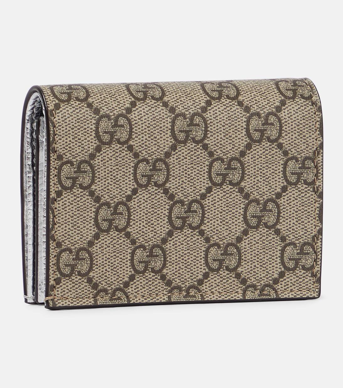 GG Marmont Leather And Canvas Card Case in Metallic - Gucci | Mytheresa