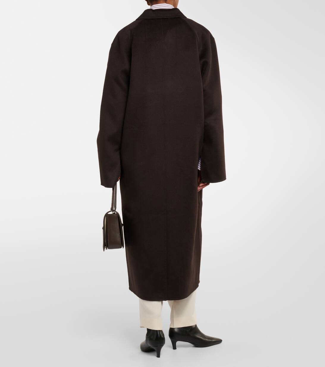 Oversized Double Breasted Wool Coat in Brown - Toteme | Mytheresa