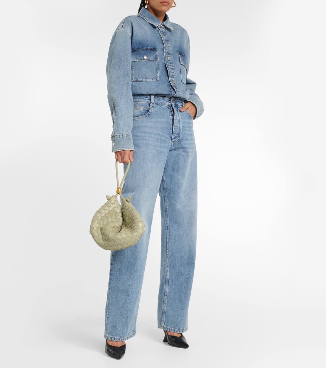 High Rise Straight Jeans in Blue - Bottega Veneta | Mytheresa