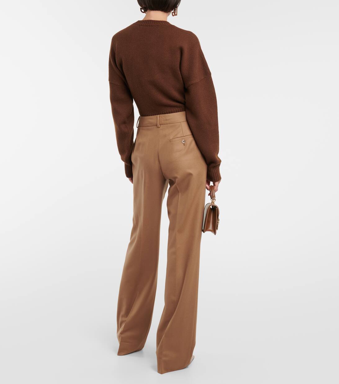 Wool High Rise Pants in Brown - Dolce Gabbana | Mytheresa