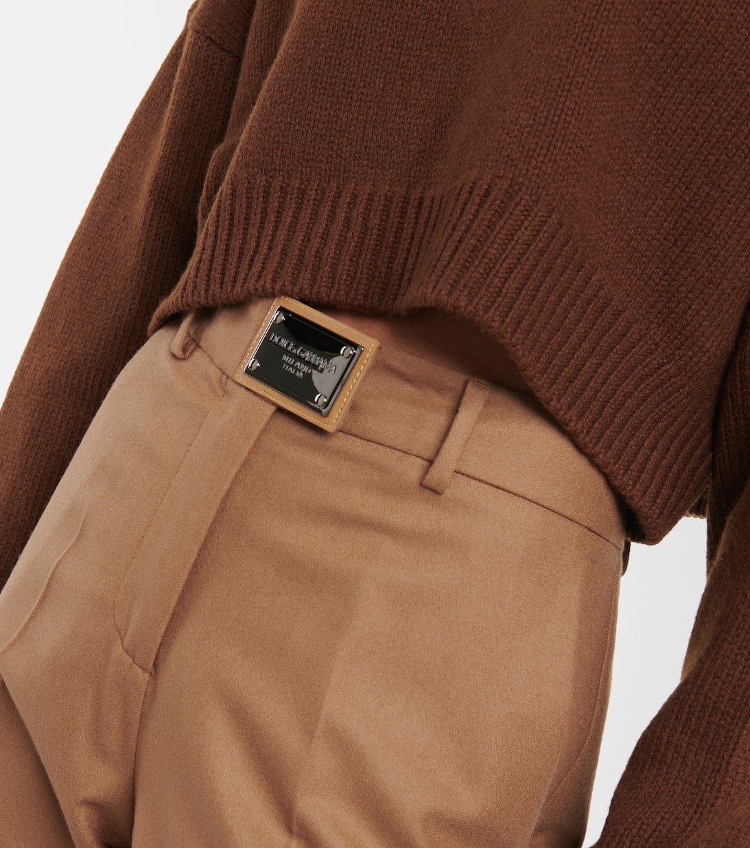 Wool High Rise Pants in Brown - Dolce Gabbana | Mytheresa