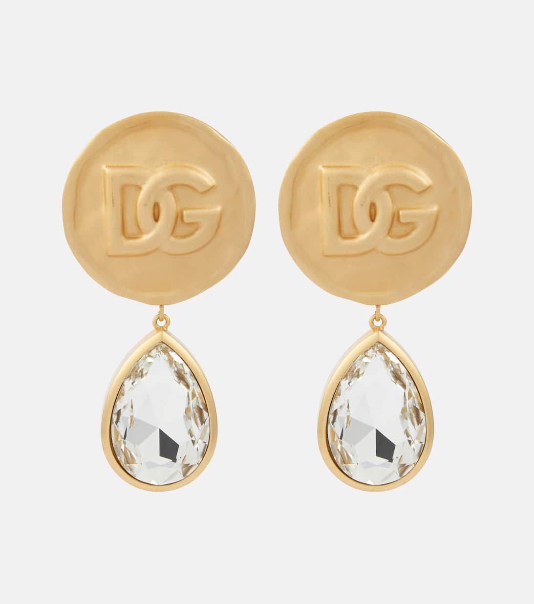 DG Crystal Embellished Drop Earrings in Gold - Dolce Gabbana | Mytheresa
