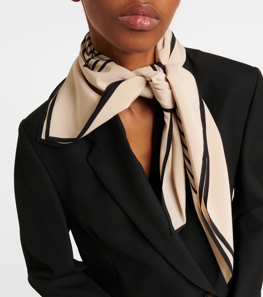 Monogram Silk Twill Scarf in Beige - Toteme | Mytheresa
