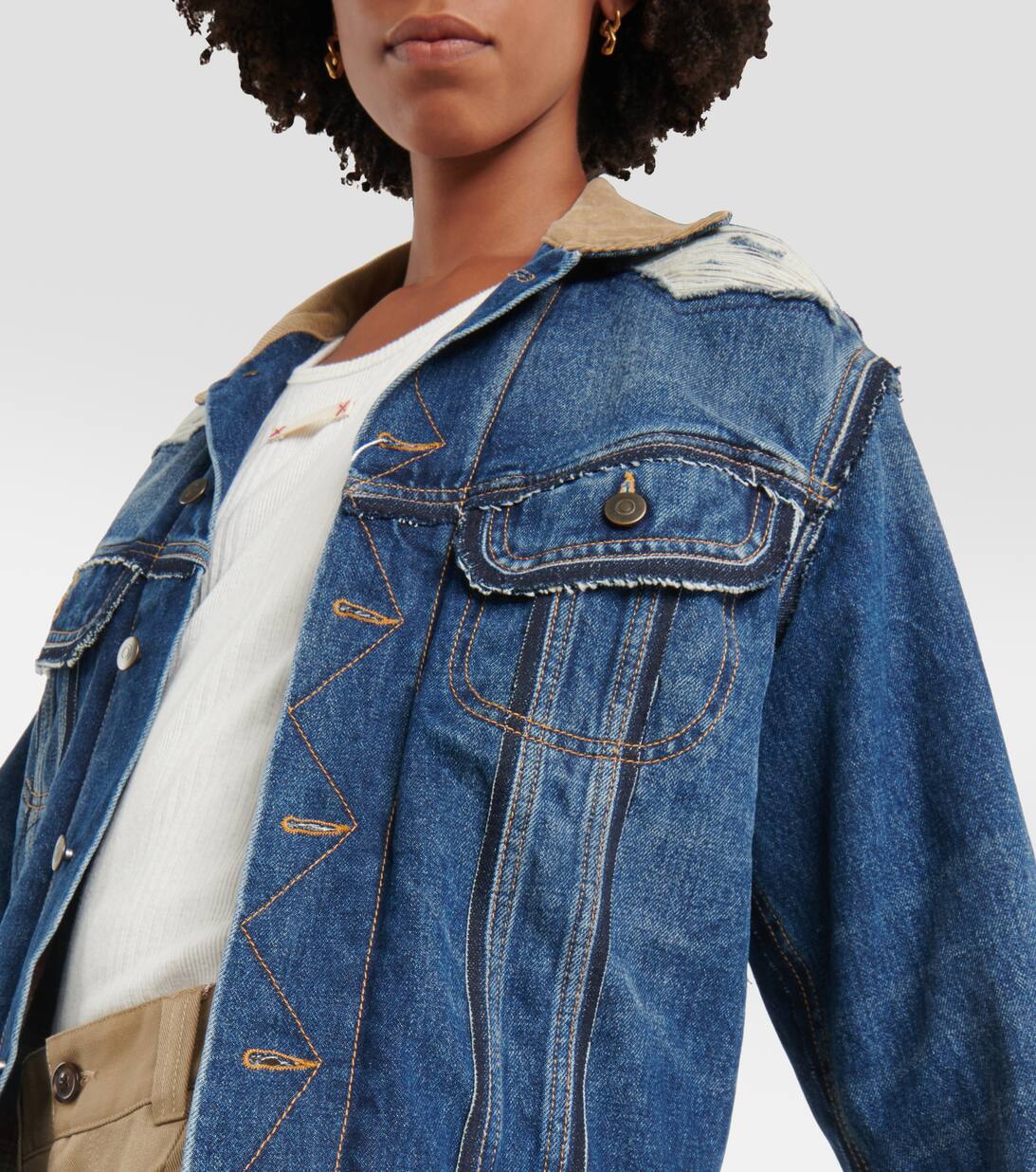 X Pendleton Distressed Denim Jacket in Blue - Maison Margiela | Mytheresa