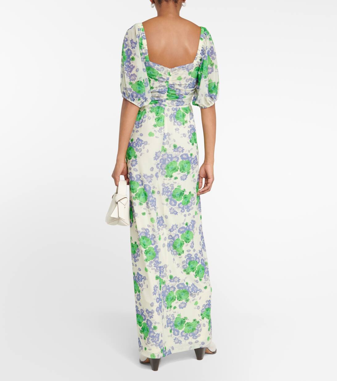 Floral Mesh Maxi Dress in Multicoloured - Ganni | Mytheresa