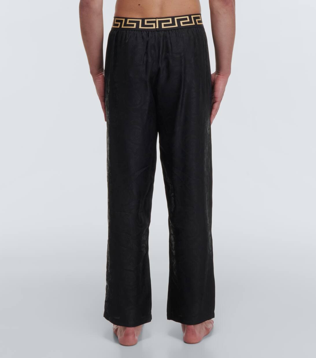 Barocco Silk Twill Pajama Bottoms in Black - Versace | Mytheresa