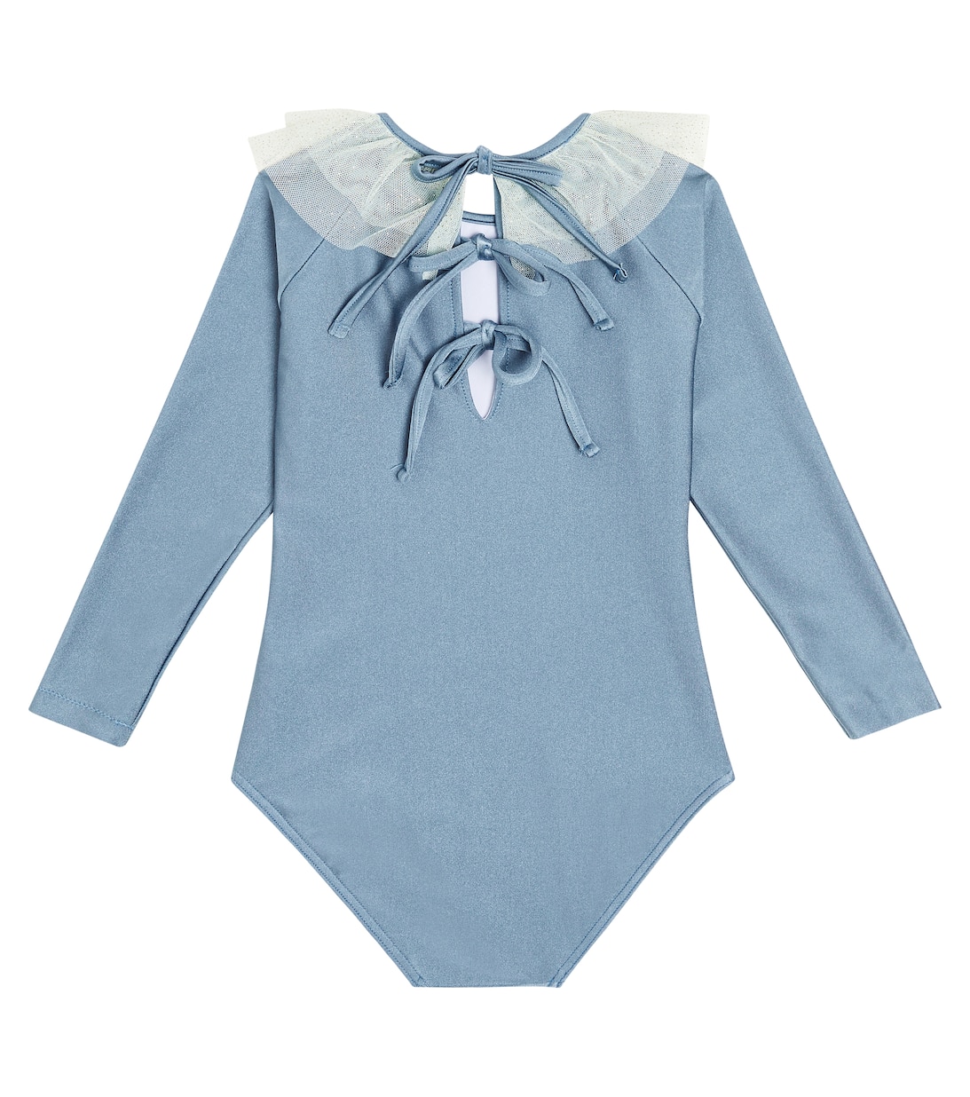 Laguna Azul Tulle Trimmed Swimsuit in Blue - Suncracy | Mytheresa