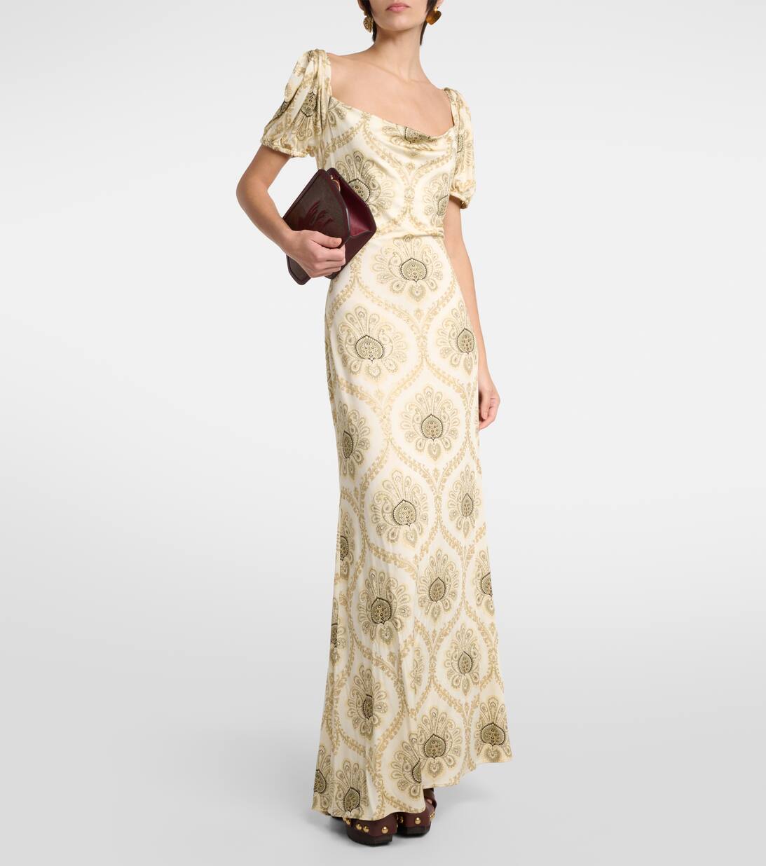 Printed Puff Sleeve Gown in Gold - Etro | Mytheresa
