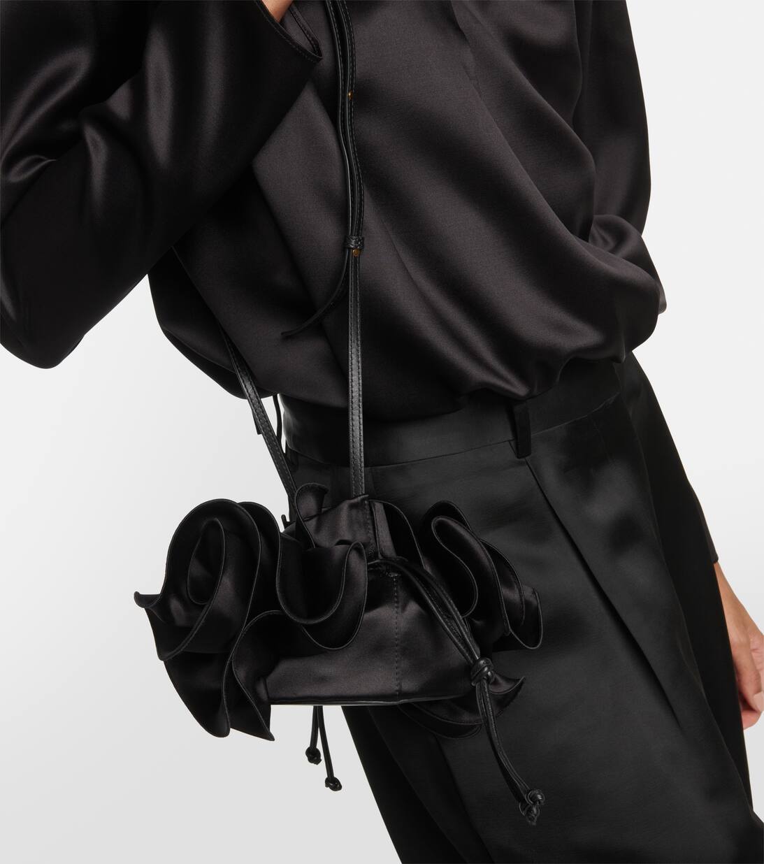 Ruched Satin Shoulder Bag in Black - Magda Butrym | Mytheresa