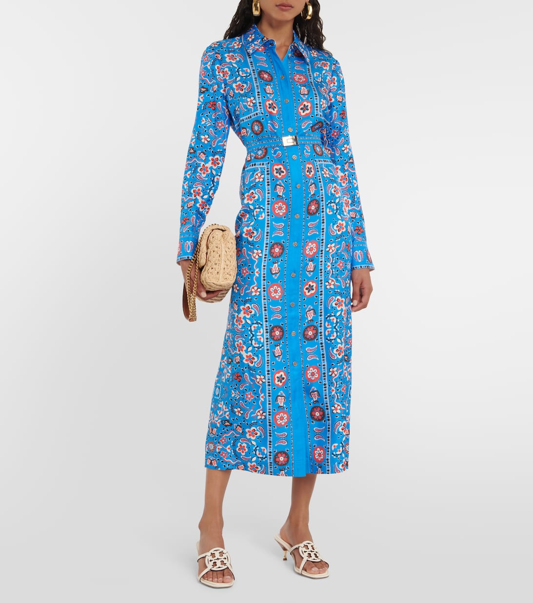Printed Silk Midi Dress in Multicoloured - Tory Burch | Mytheresa