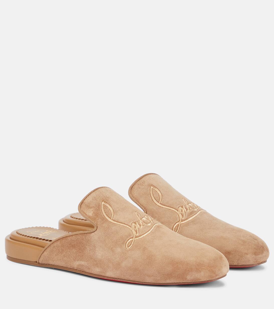 Navy Coolito Donna Suede Slippers in Beige - Christian Louboutin ...