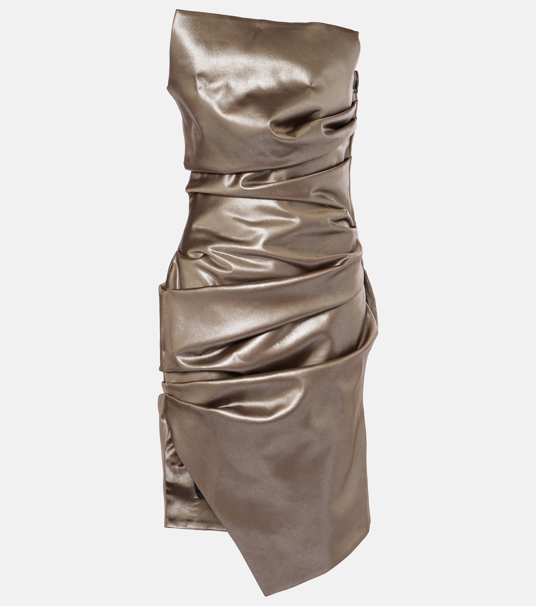 Ruched metallic bustier dress in metallic - Mugler | Mytheresa