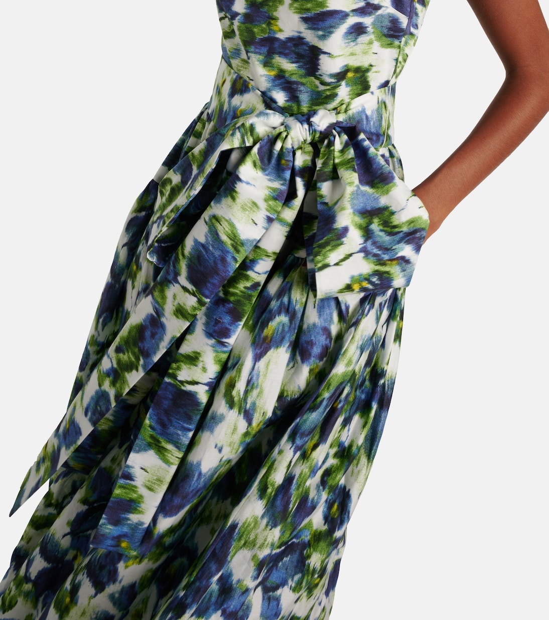 Floral bow-detail cotton midi dress in white - Erdem | Mytheresa