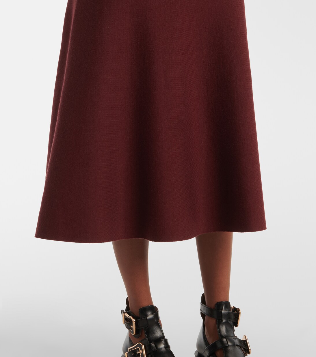Freddie wool, cashmere, and silk midi skirt in burgundy - Gabriela ...