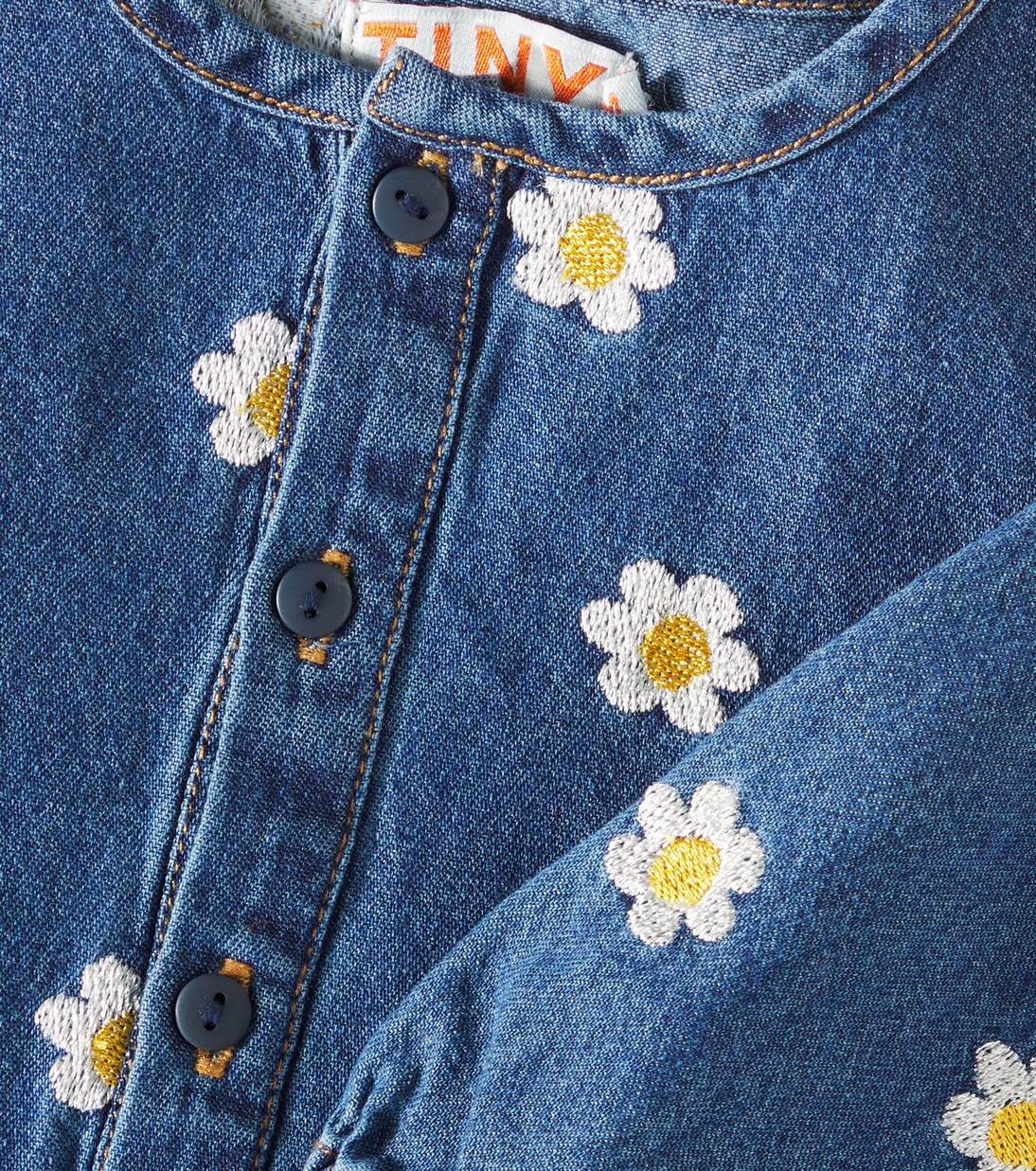 Baby Daisy denim onesie in blue - Tinycottons | Mytheresa