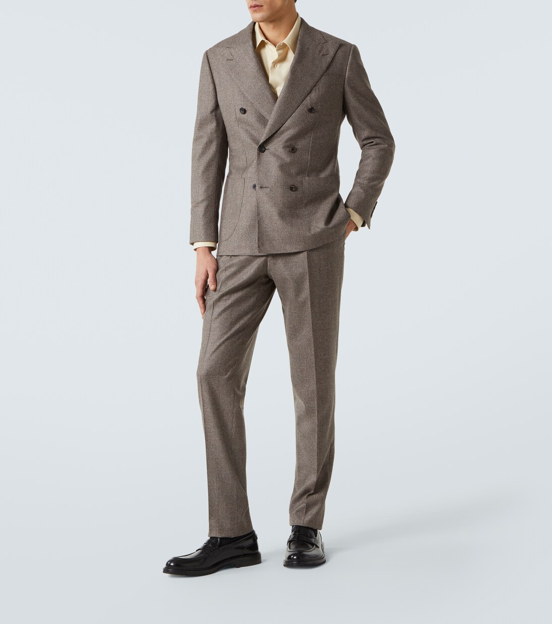 Prince of Wales check wool suit in brown - Thom Sweeney | Mytheresa