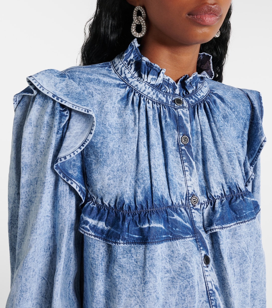Idety ruffled shirt in blue - Marant Etoile | Mytheresa