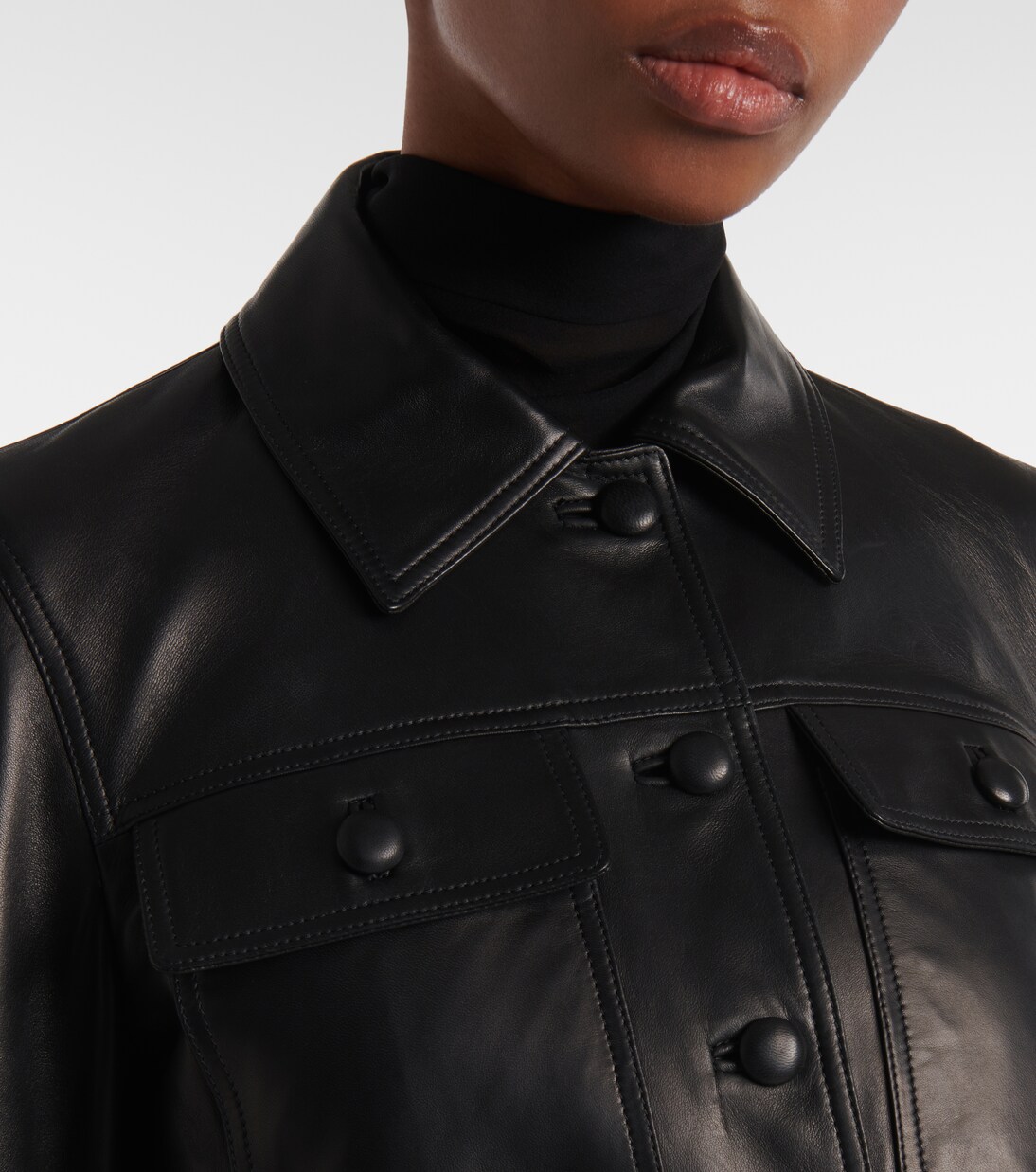 Cropped leather jacket in black - Saint Laurent | Mytheresa