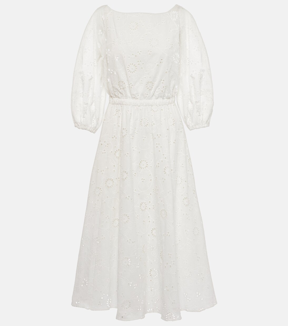 Openwork embroidered cotton midi dress in white - Carolina Herrera ...