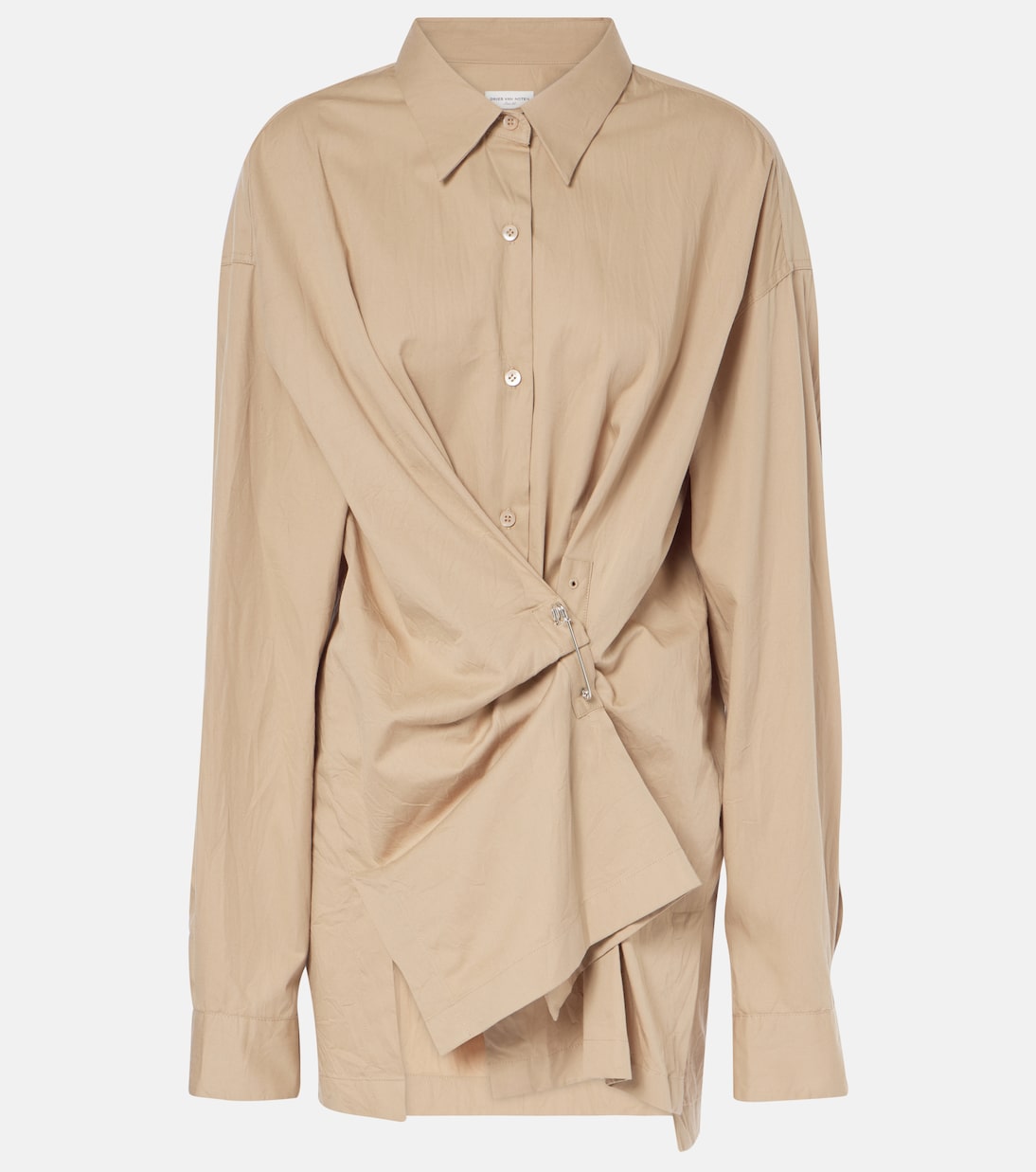 Deconstructed cotton shirt in beige - Dries Van Noten | Mytheresa