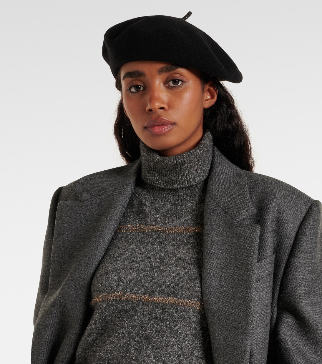 Monili Beads wool beret in black - Brunello Cucinelli | Mytheresa