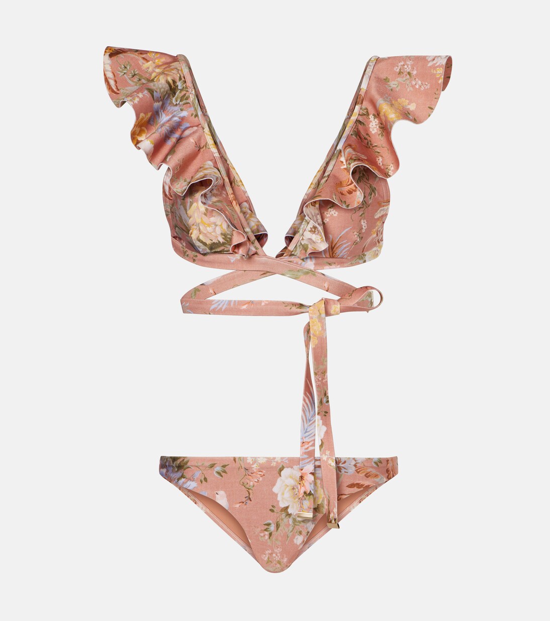 Tallow Waterfall ruffled swimsuit in pink - Zimmermann | Mytheresa