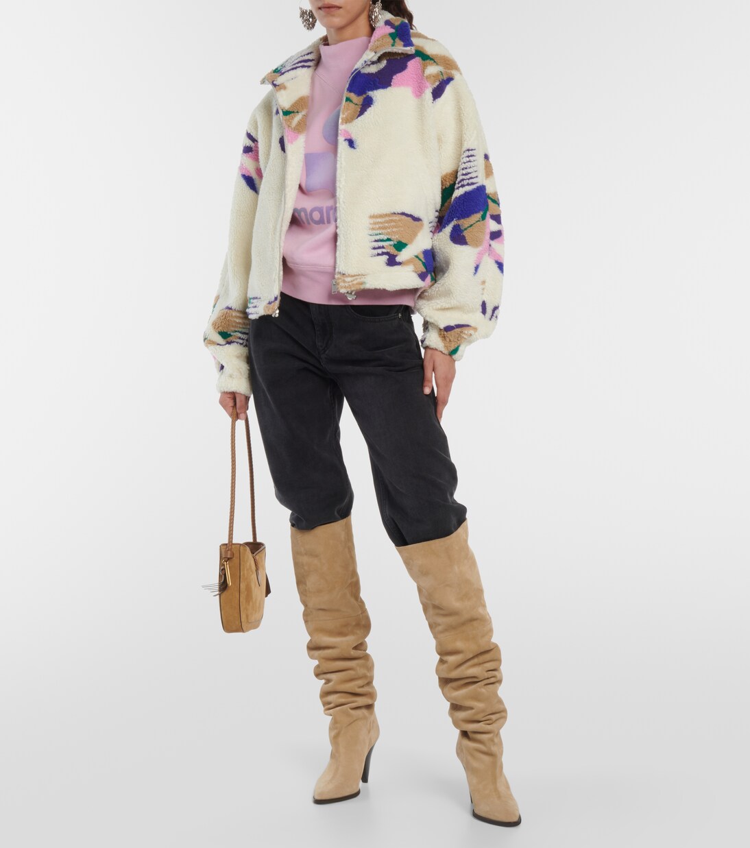 Mackensy printed teddy jacket in multicoloured - Marant Etoile | Mytheresa